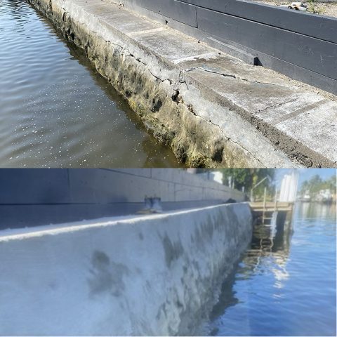 Cleaned & Resealed Coral Rock Seawall - Before/After - Hydros Marine ...