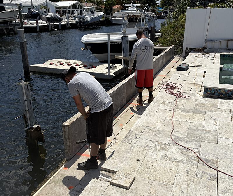 Removing Old Dock & Boatlift to Raise Seawall - Hydros Marine Construction